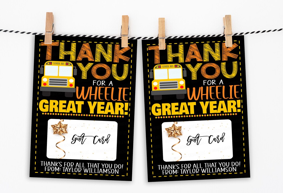 Bus Driver Appreciation Gift Card Holder, Thank You for A Wheelie Great ...