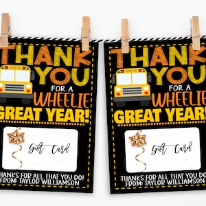 Bus Driver Appreciation Gift Card Holder, Thank You for A Wheelie Great ...