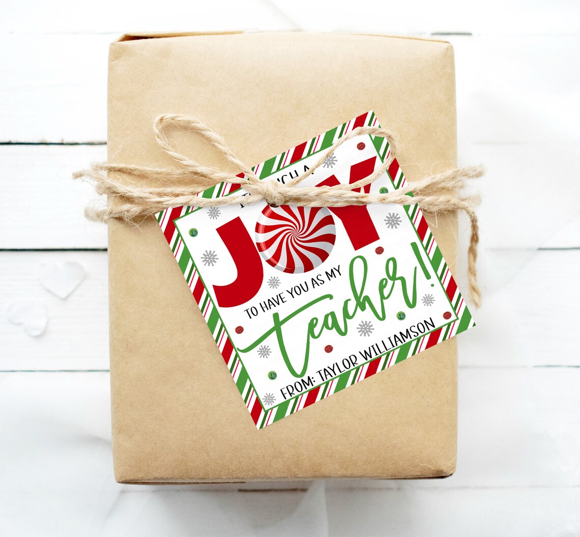 Christmas Teacher Gift Tags, Peppermint Candy Joy to Have You as My ...