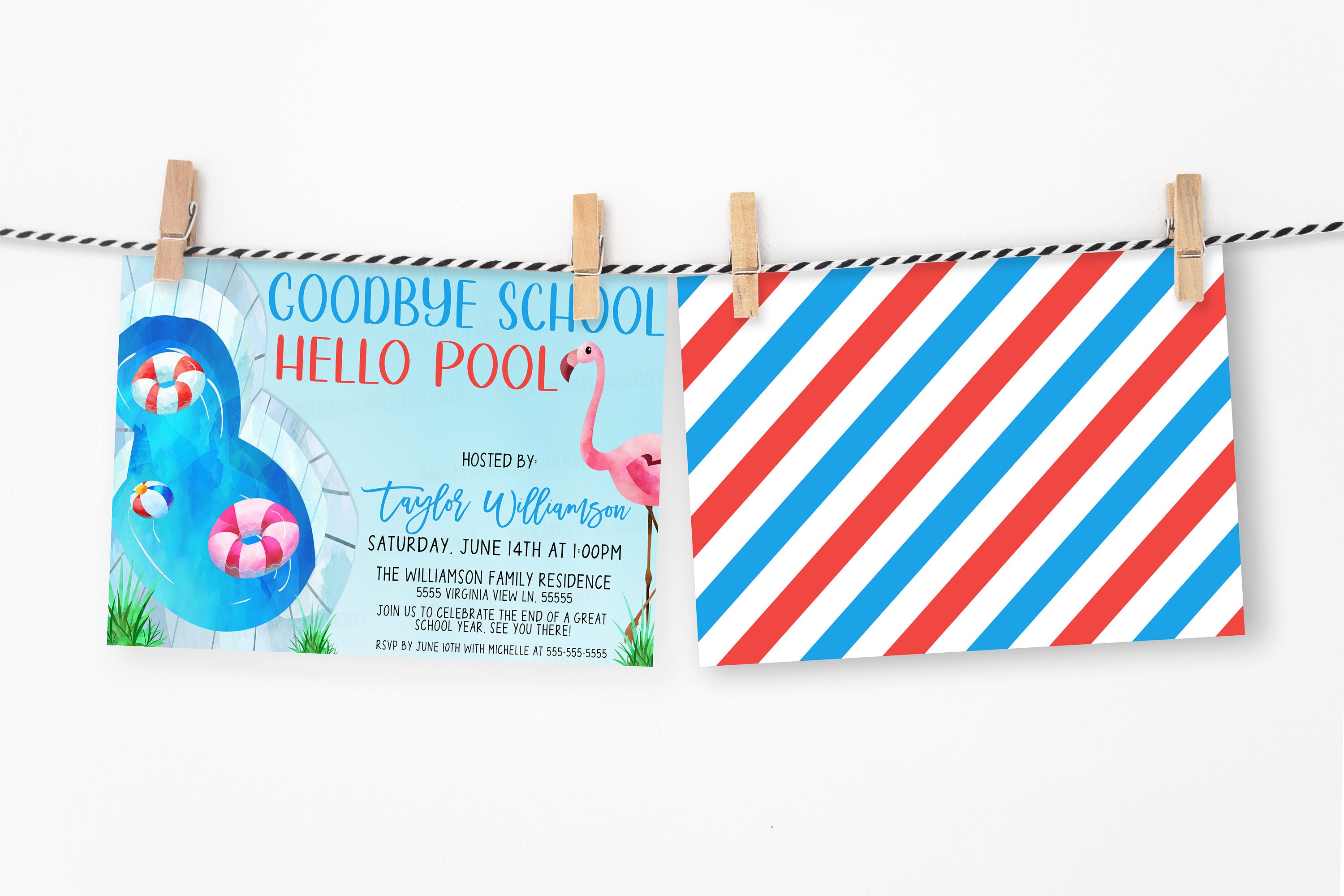 Goodbye School Hello Pool Invitation End of School Year Party | Etsy