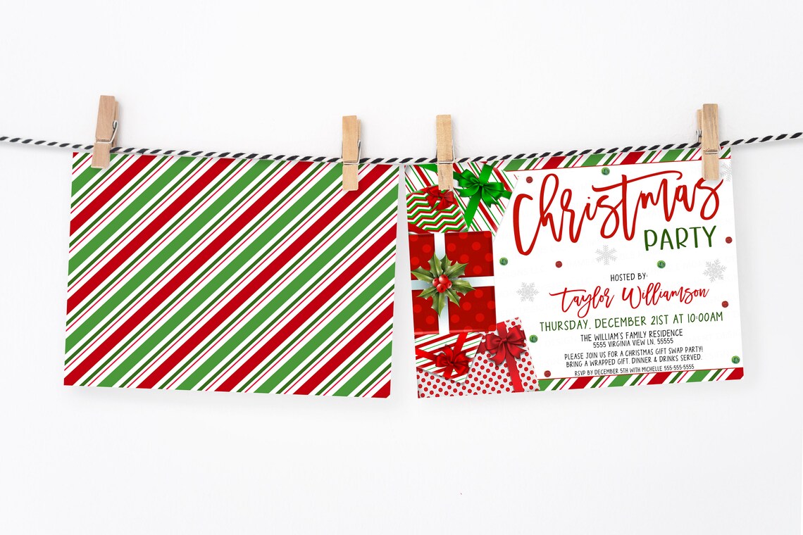 Editable Christmas Party Invitation Winter Holiday Invite - Etsy