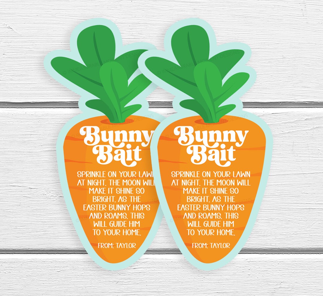 Easter Bunny Bait Gift Tag, Editable Kids Easter Eve Game, Bunny Food ...
