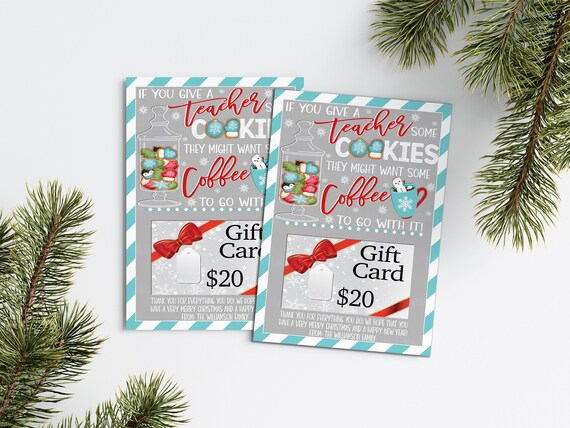 Christmas Teacher Appreciation Gift Card Holder, Editable Teacher ...