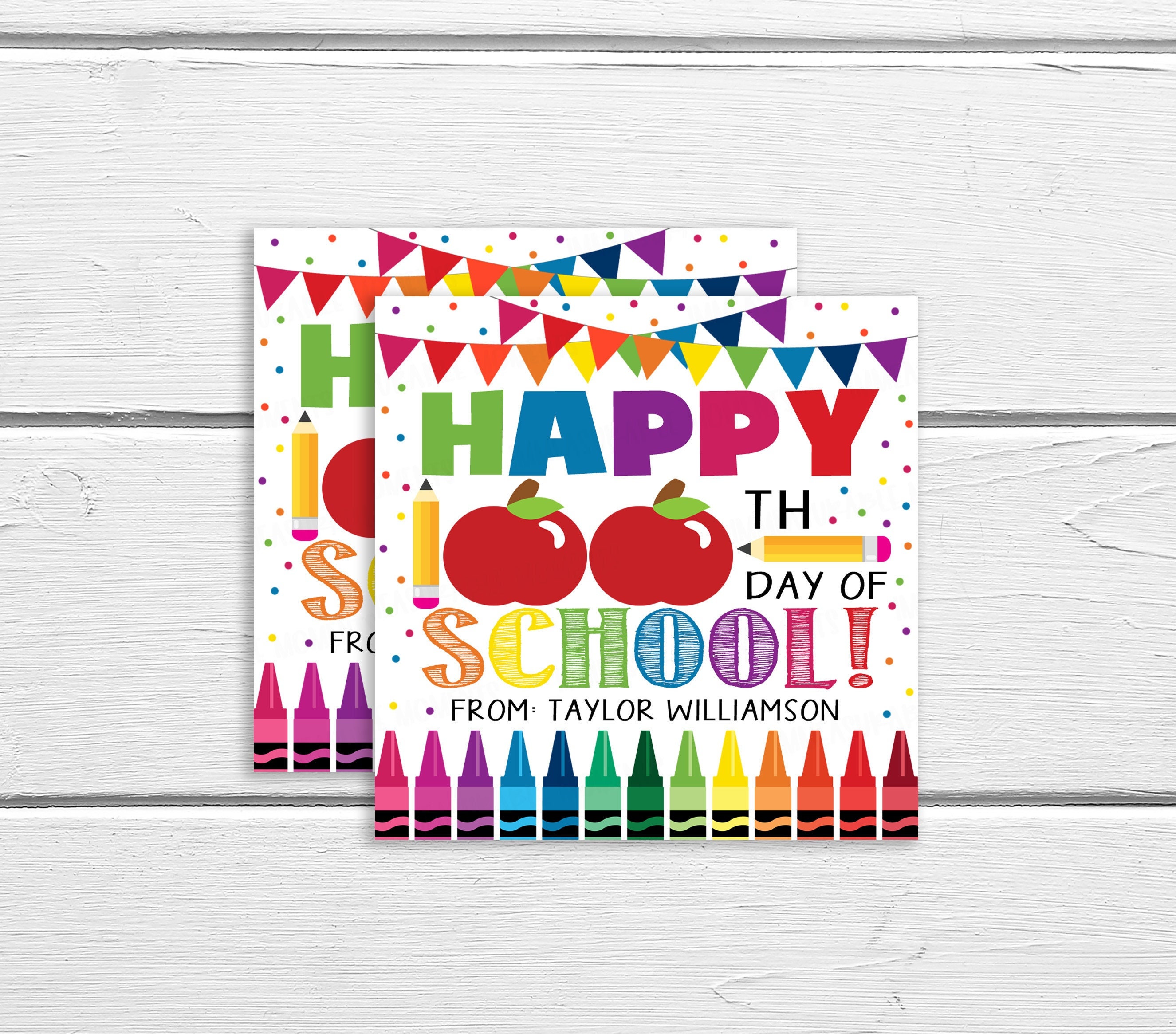 Happy 100th Day of School Gift Tag Editable 100th Day Tag - Etsy