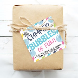 Summer Bubbles Gift Tags, Bubbles of Fun, End of School Year Gift Kids ...