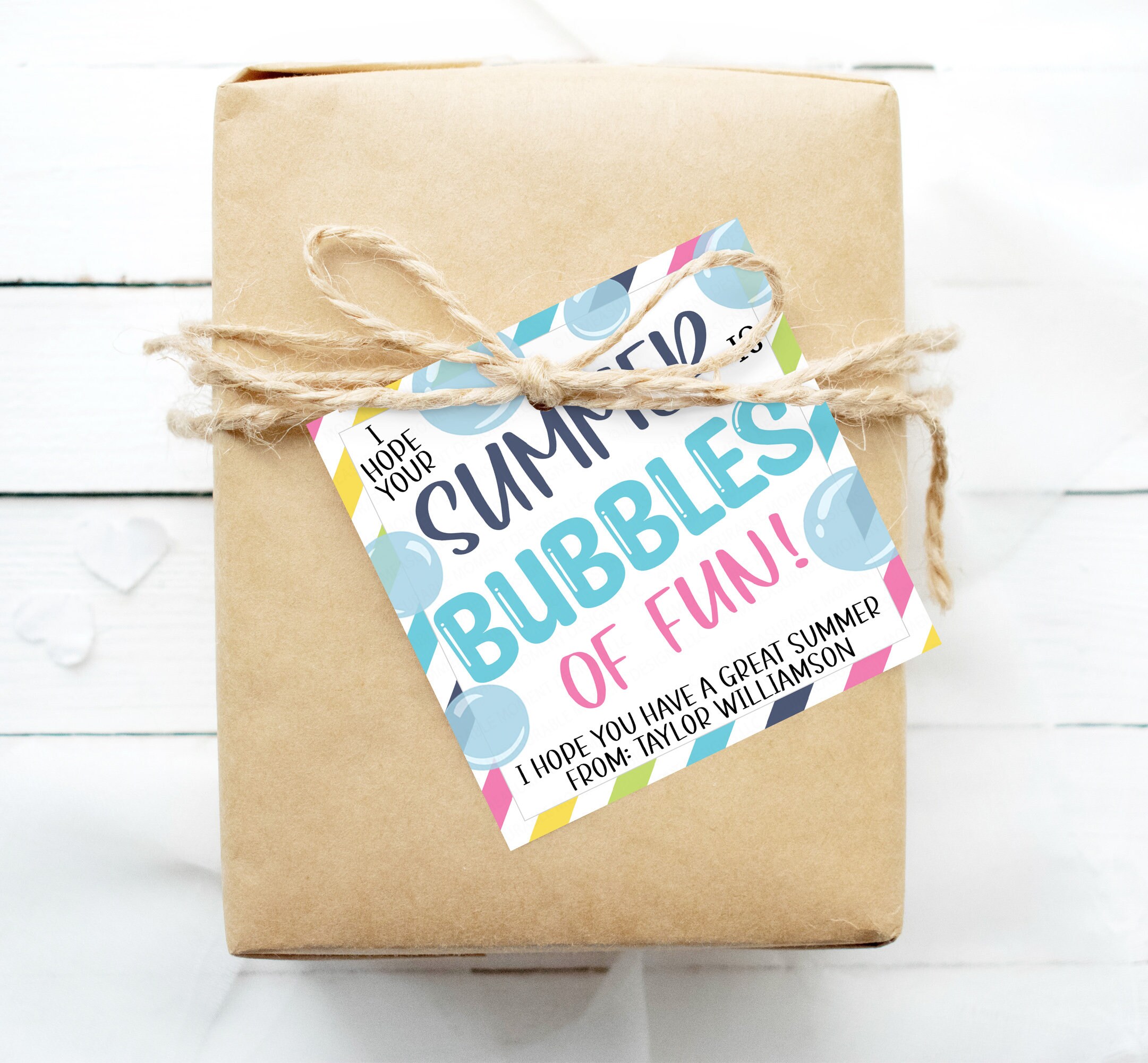 Summer Bubbles Gift Tags, Bubbles of Fun, End of School Year Gift Kids ...