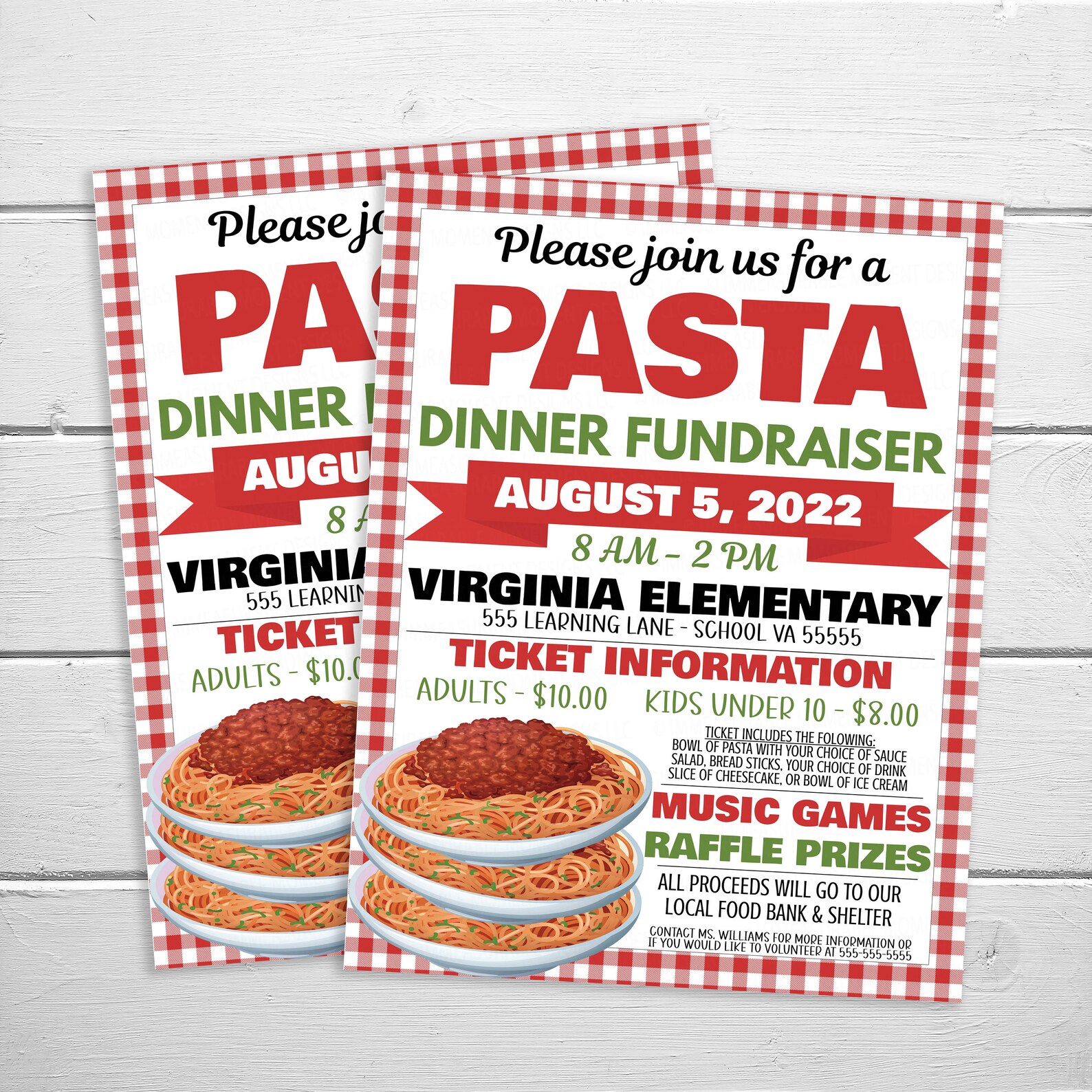 Pasta Fundraiser Flyer Editable Printable Spaghetti Italian - Etsy