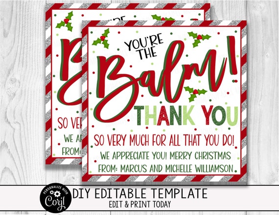 You're The Balm Gift Tag, Appreciation Teacher Employee Staff Company ...