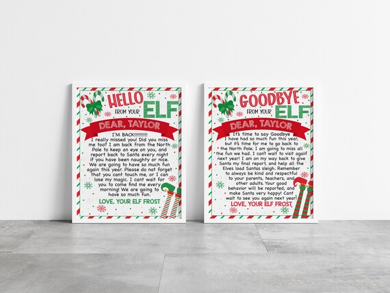 Hello Goodbye Elf Letter Set, Editable Hello Elf, Editable, Elf Is Back ...