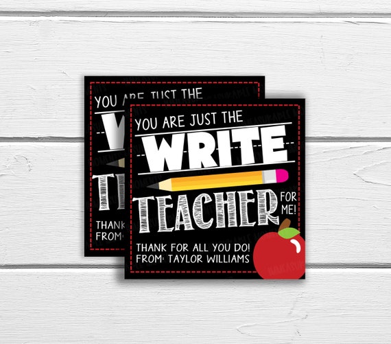 Teacher Pencil Gift Tags, Editable School You Are Just Write, Teacher ...