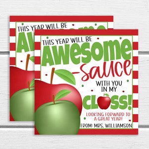 Back to School Applesauce Gift Tags, Squeeze Pouch Label, You're ...