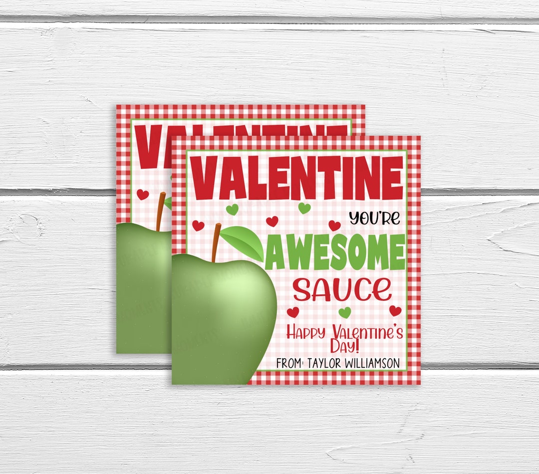 Valentine Applesauce Gift Tags, Editable Applesauce Pouch Label, You're ...
