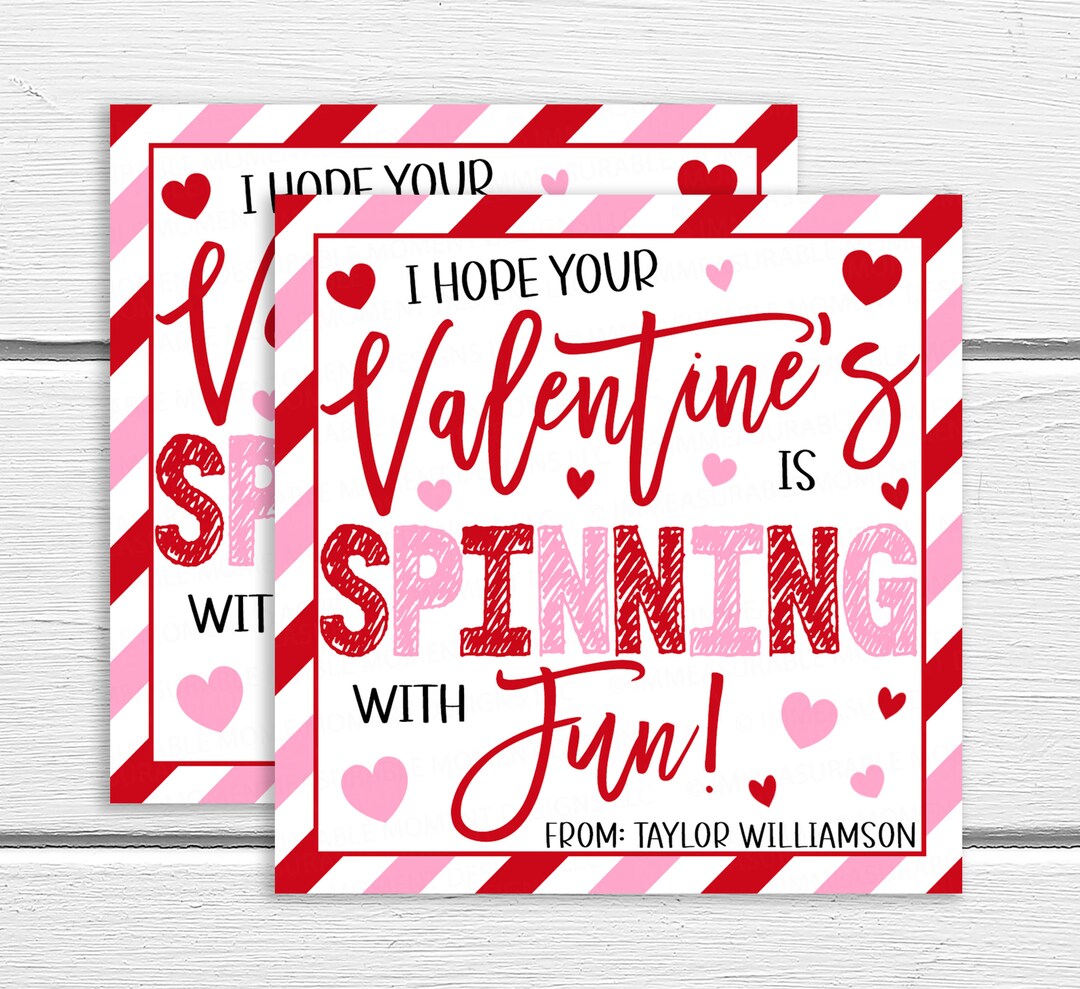 Valentine Fidget Gift Tags, Fidget Spinner Tag, Valentine's is Spinning ...