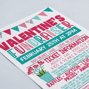 Valentine's Day Fundraiser Flyer, Editable Valentine Church School ...