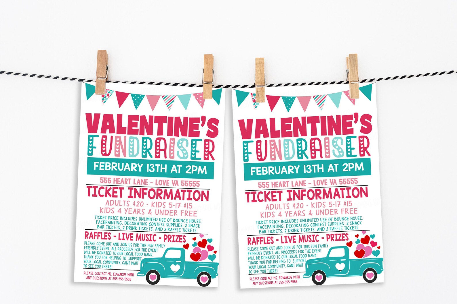 Valentine's Day Fundraiser Flyer, Editable Valentine Church School ...