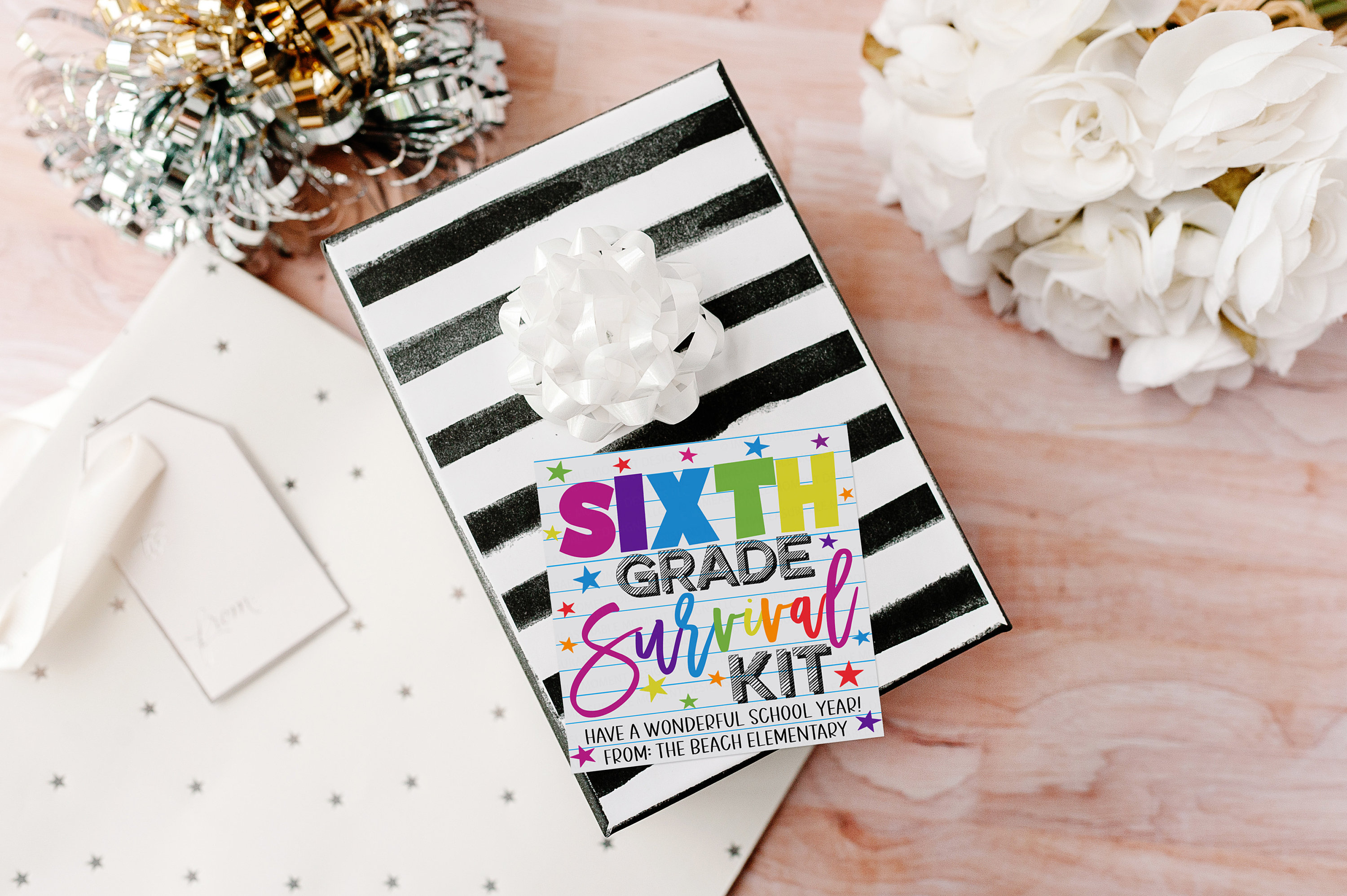 Sixth Grade Survival Kit Gift Tag, 6th Grade Printable Editable Label ...