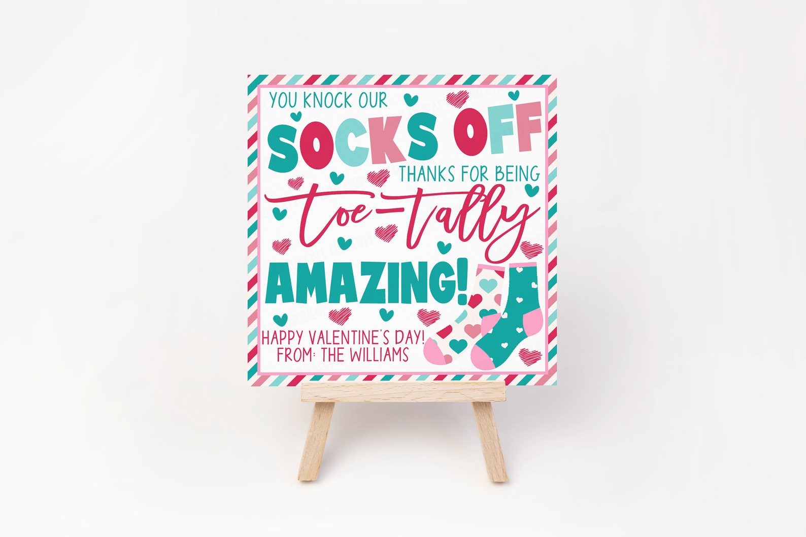 Valentine's Day Sock Gift Tags, Editable Fuzzy Socks, Mani Pedi Gift ...