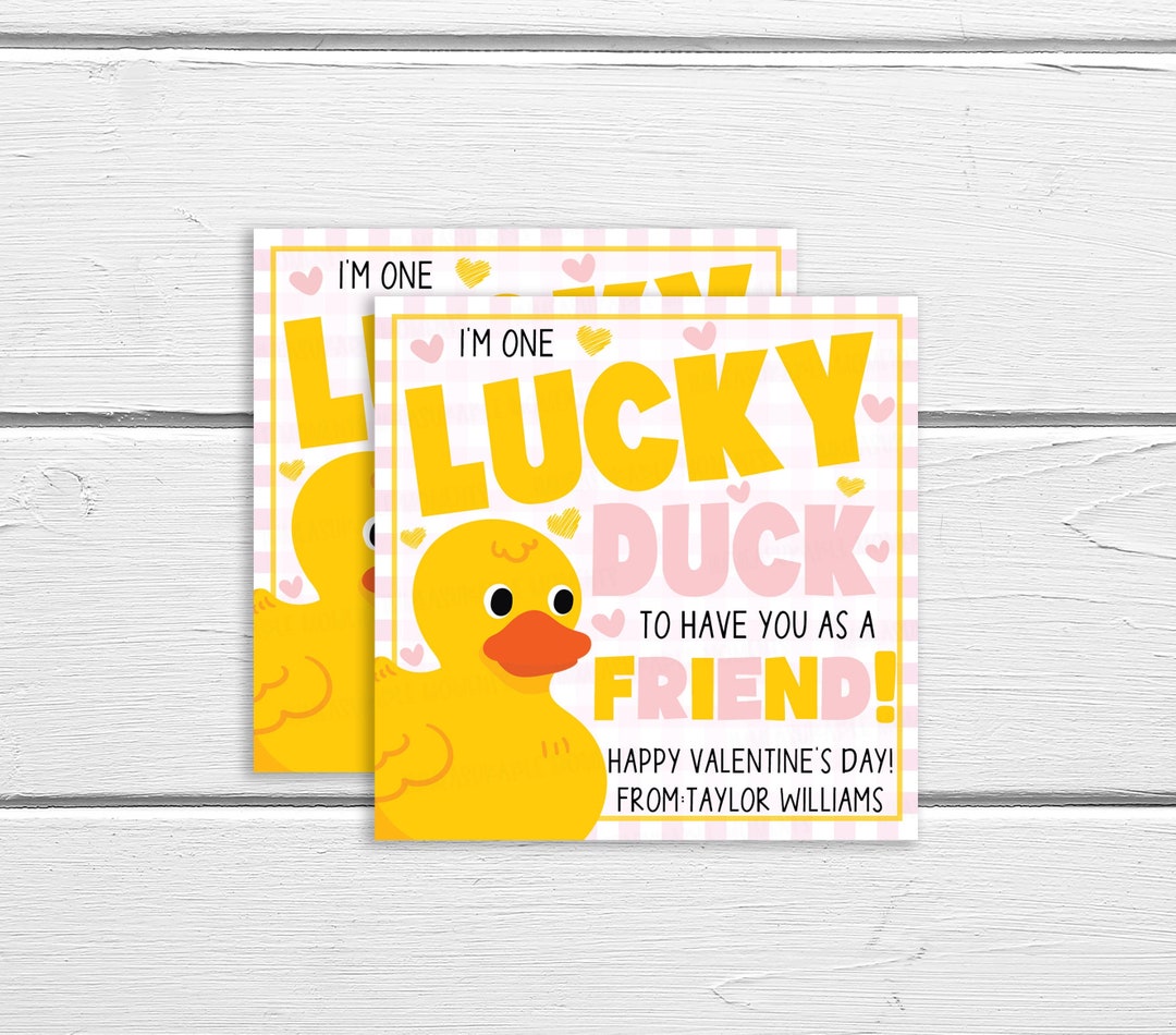 Rubber Duck Gift Tag, Editable Valentine Daycare Preschool School Early ...