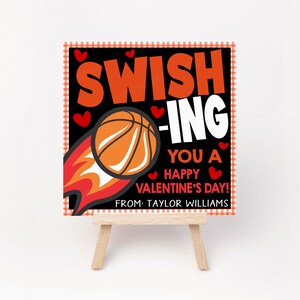 Valentine Basketball Gift Tags, Editable Swishing You A Happy Valentine ...
