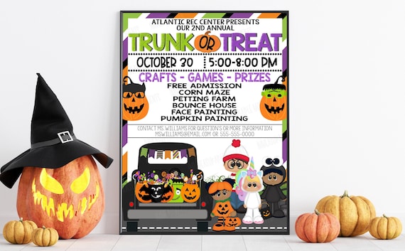 EDITABLE Trunk or Treat Flyer Invitation, Kids Halloween Event ...