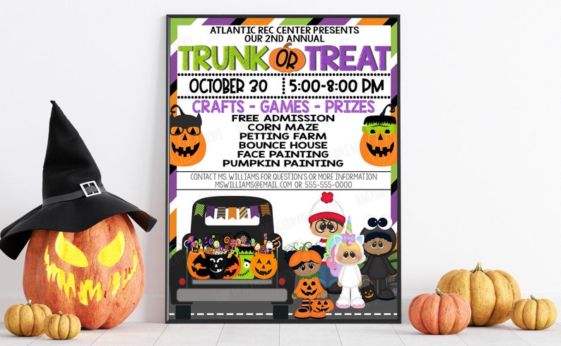EDITABLE Trunk or Treat Flyer Invitation Kids Halloween - Etsy