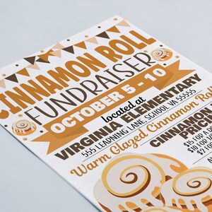 Cinnamon Roll Fundraiser Flyer, Cinnamon Buns Editable Printable School ...