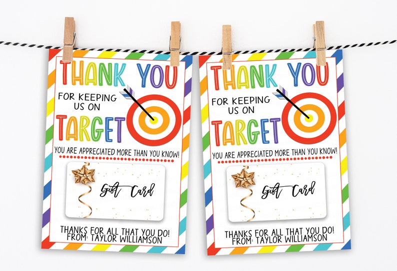 Thank You Target Gift Card Holder Editable Printable End of - Etsy
