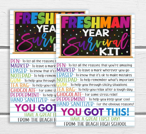 Freshman Survival Kit Gift Tag, Welcome Back Gift For School Students ...