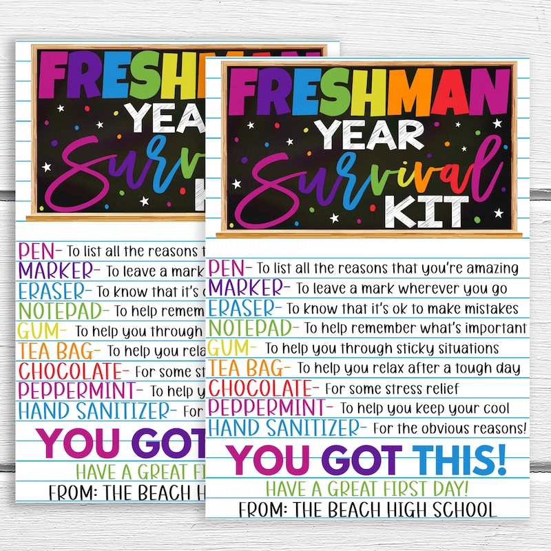 High School Survival Kit Printable - Etsy