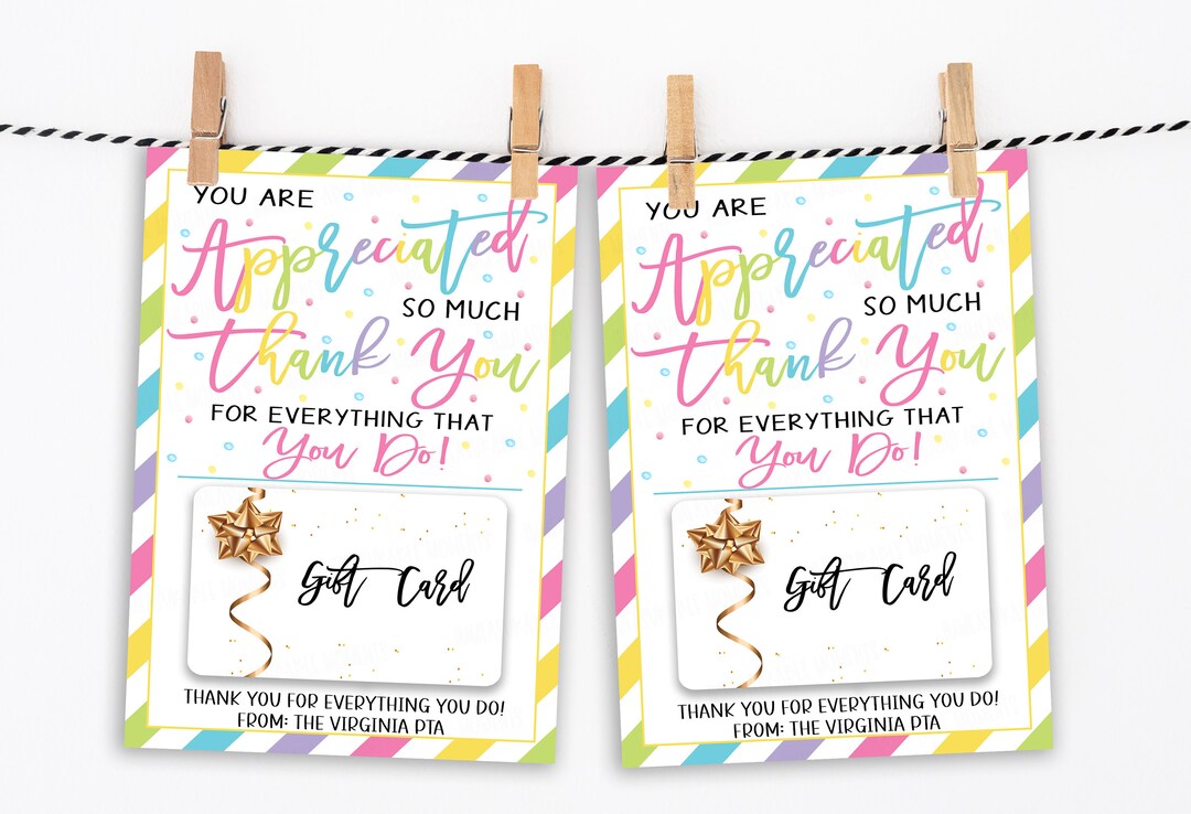 Appreciation Gift Card Holder, You Are Appreciated Thank You, Employee ...
