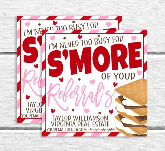 Valentine's S'more Pop By Gift Tags, Valentine Smore Insurance Agent ...