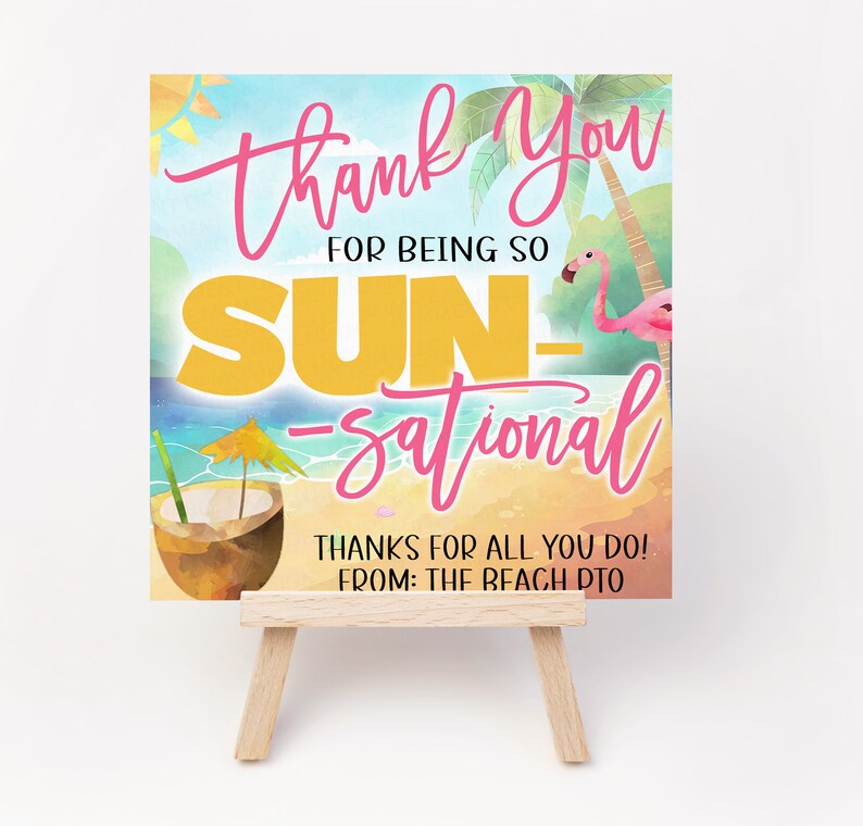 Beach Thank You Gift Tag Sun-sational Hawaiian Tropical Beach - Etsy