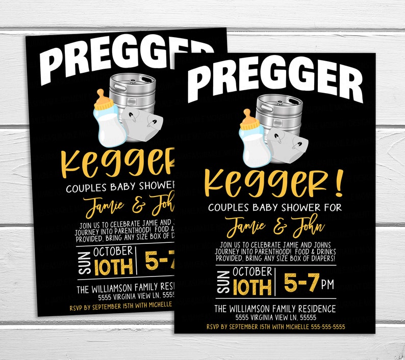 Pregger Kegger Invitation Co-ed Baby Shower Invite Diaper - Etsy
