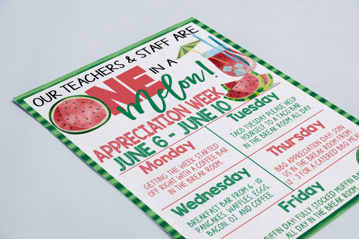 Summer Appreciation Week Itinerary, One in A Melon, Employee Staff ...