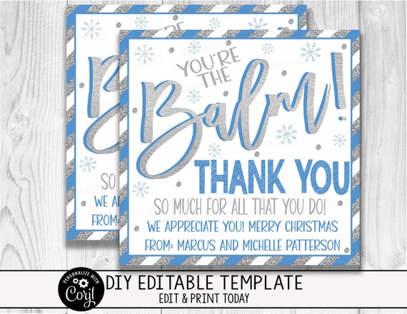 You're The Balm Gift Tag, Appreciation Teacher Staff Company Business ...