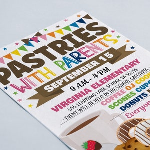 Pastries With Parents, Editable Printable PTA PTO Flyer, School ...