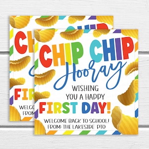Chip Back to School Gift Tags, Chip Chip Hooray First Day, Potato Chips ...