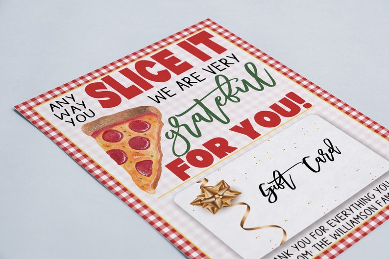 Pizza Gift Card Holder Any Way You Slice It We Are Grateful - Etsy