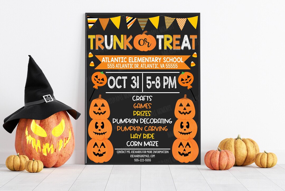 EDITABLE Trunk or Treat Flyer Invitation, Kids Halloween Event ...