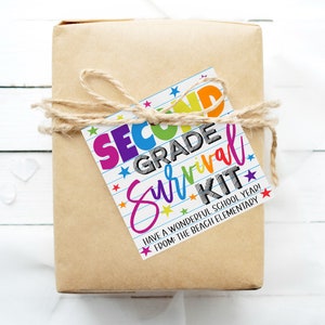 Second Grade Survival Kit Gift Tag, 2nd Grade Printable Editable Label ...