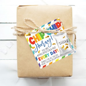 Chips Gift Tags, Chip Chip Hooray, Potato Chip Appreciation Label ...