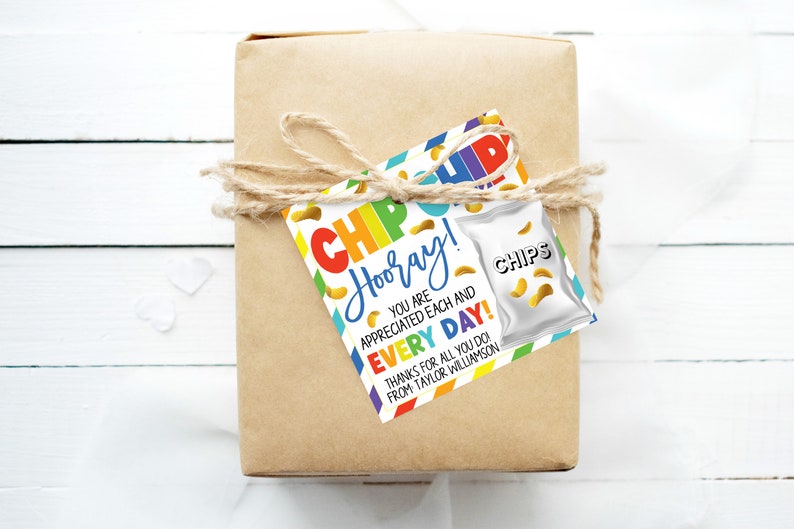 Chips Gift Tags, Chip Chip Hooray, Potato Chip Appreciation Label ...