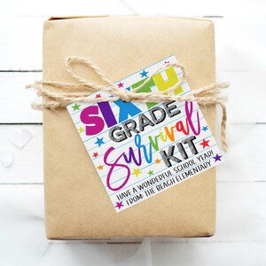 Sixth Grade Survival Kit Gift Tag, 6th Grade Printable Editable Label ...