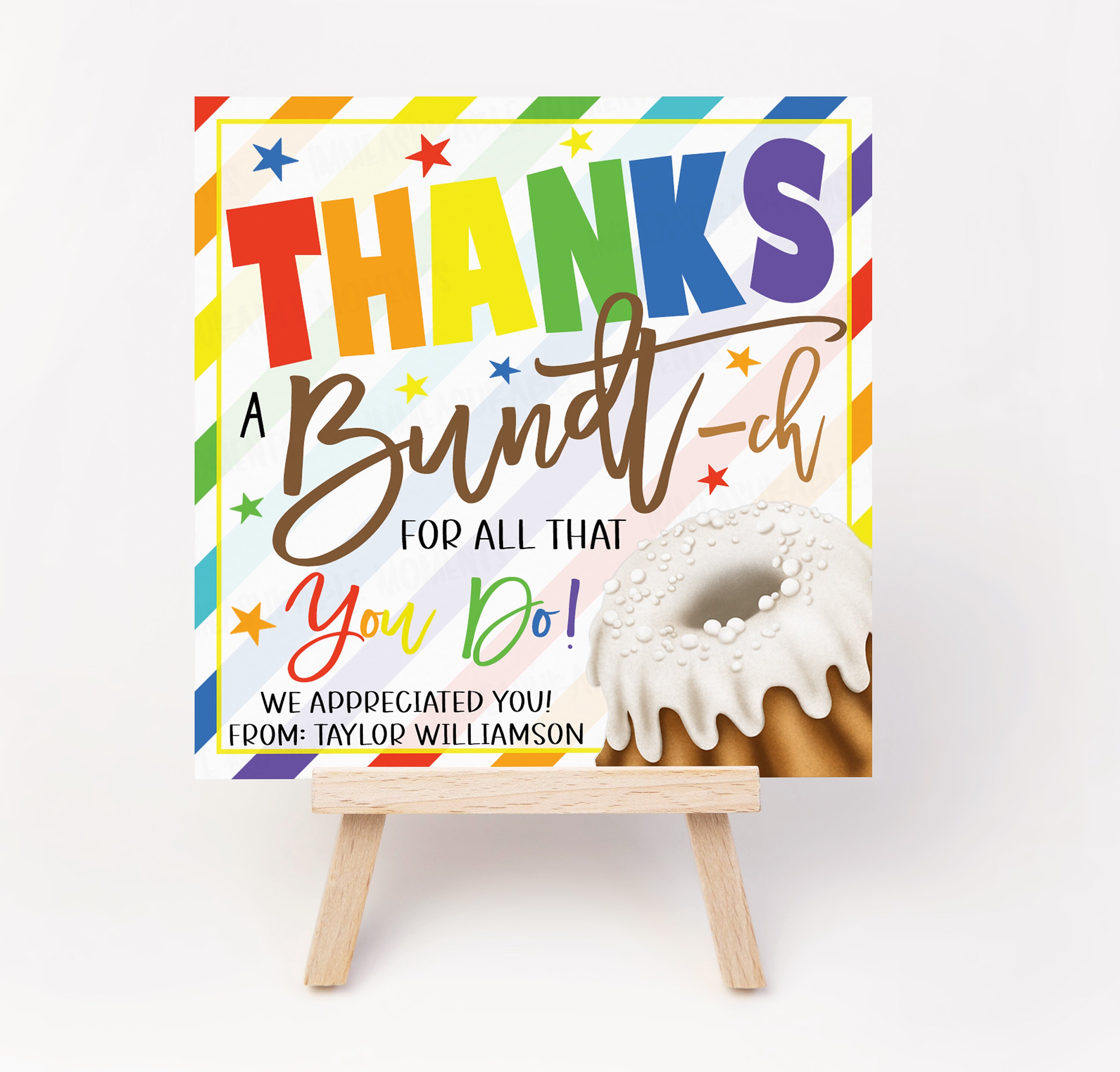 Bundt Cake Gift Tag, Bundt Cake, Thanks A Bundt-ch for All You Do ...