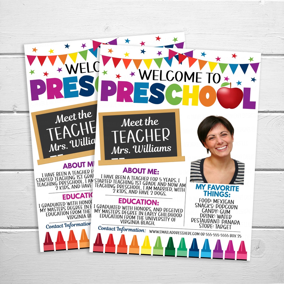 Meet the Preschool Teacher, Editable Welcome to Pre-k Teacher Event ...