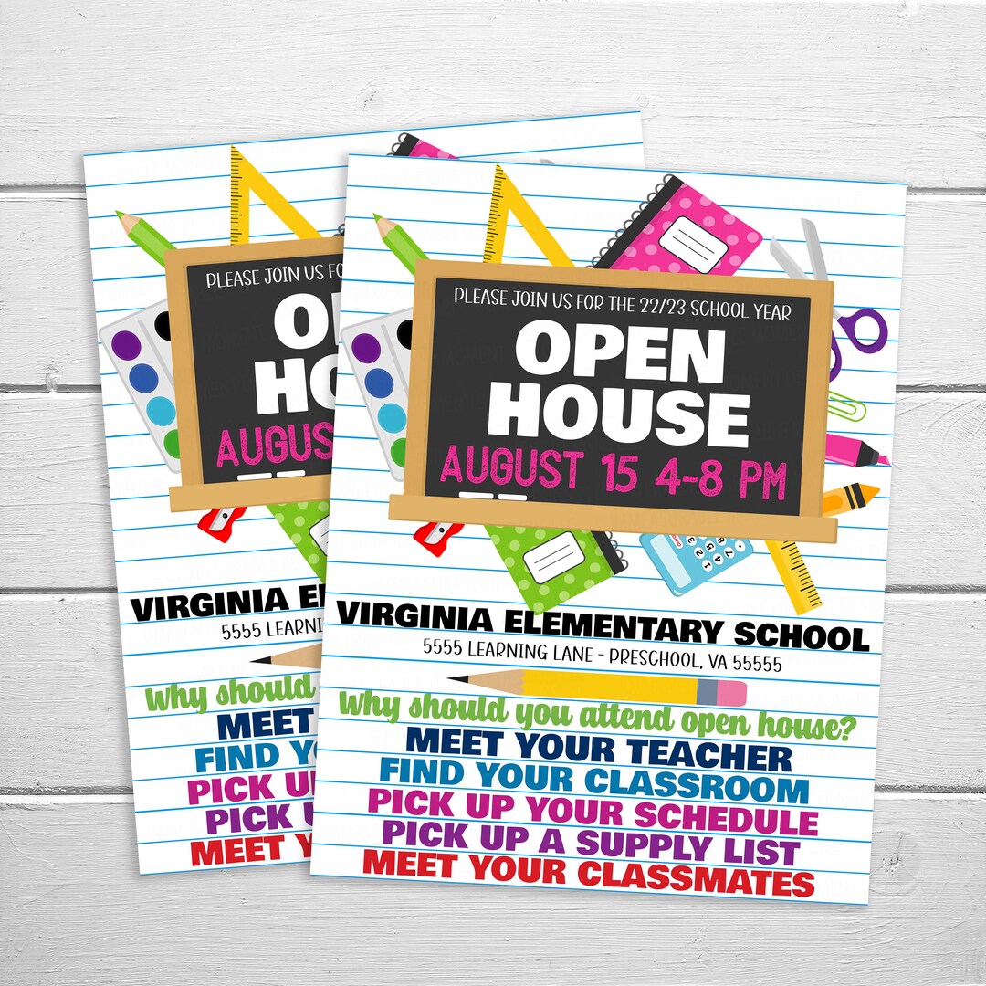School Open House Flyer, Editable Back to School Invite, Meet the ...