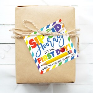 Back to School Drink Gift Tag, Sip Sip Hooray, Welcome Back First Day ...