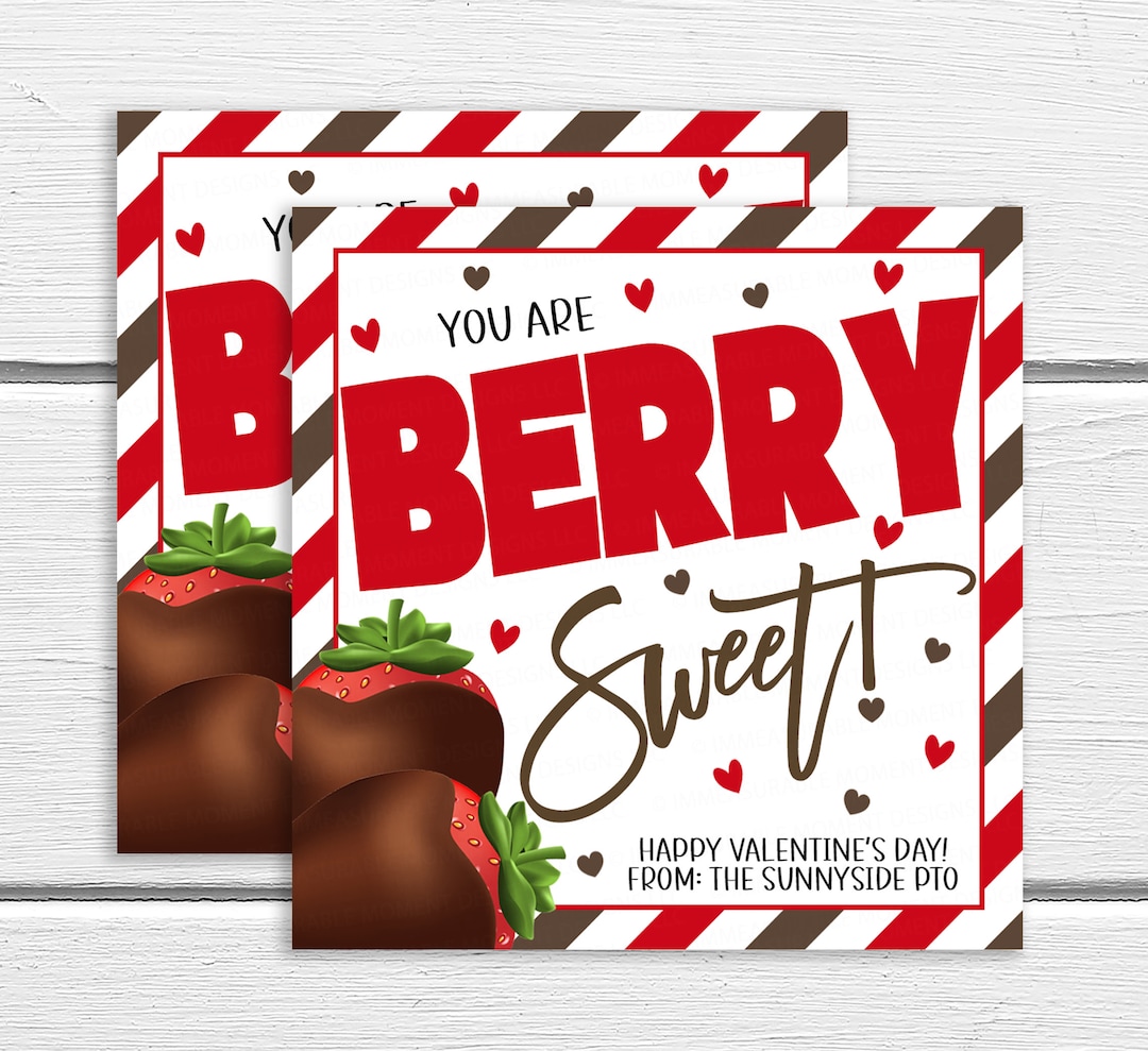 Valentine Chocolate Covered Strawberries Gift Tags, You Are Berry Sweet ...