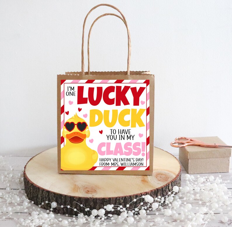 Valentine's Day Rubber Duck Gift Tag Lucky Duck - Etsy