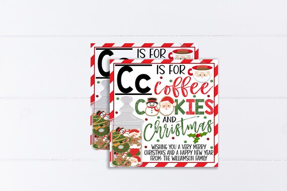 Coffee Cookie Christmas Gift Tag, Editable Teacher Daycare Gift Tag ...